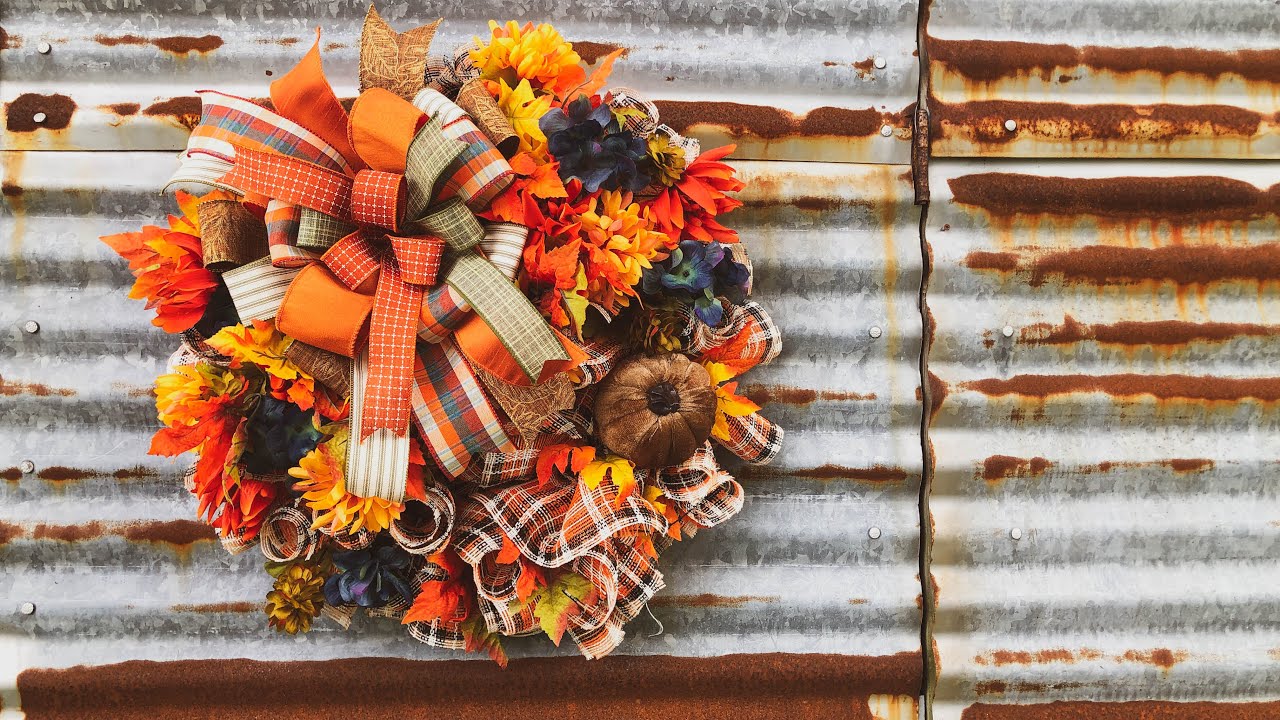 How To Make A Fall Deco Mesh Wreath - How To Use Fabric Mesh - One Roll ...