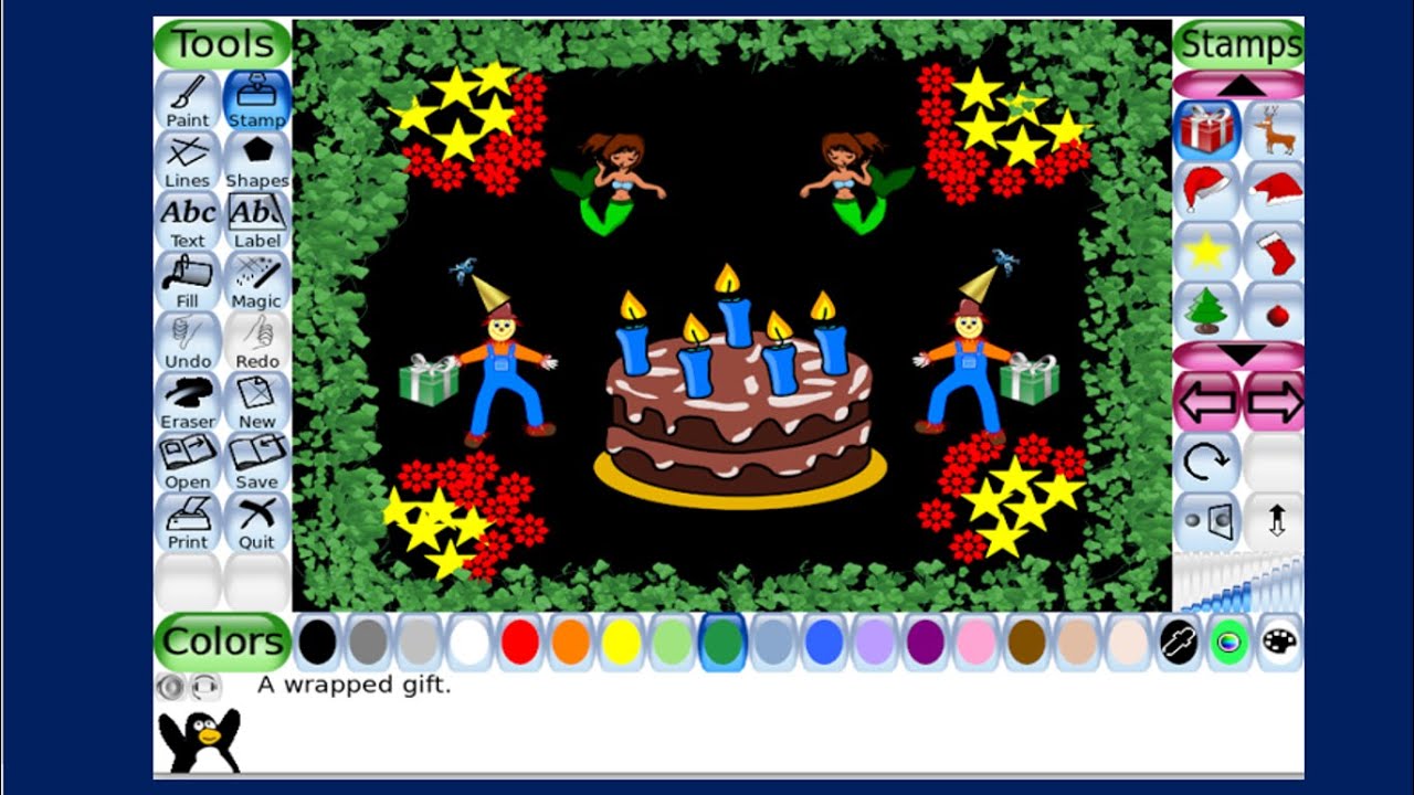 Birthday Party Decoration | TUX PAINT using Tux paint Stamps tux paint ...