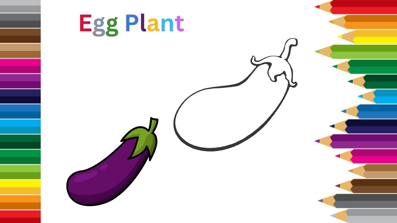 how to draw a vegetable eggplant drawing easy for kids🍆 - YouTube