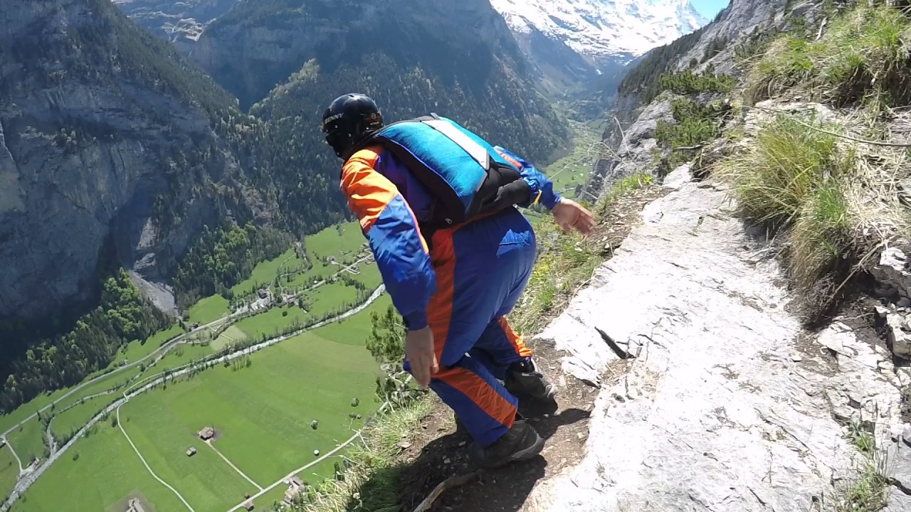 BASE JUMP IN LAUTERBRUNNEN - FIRST EXIT AT HIGH NOSE !!! - YouTube