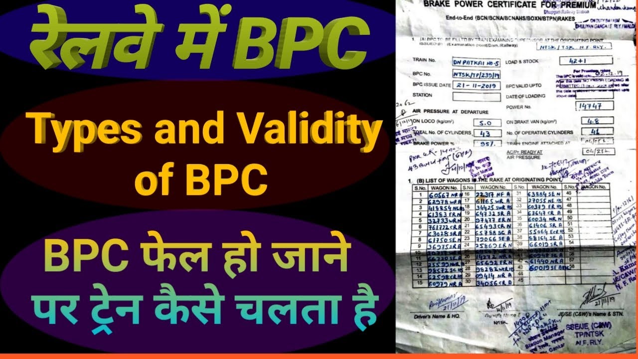 Brake power certificate used in Indian Railways and their types ...