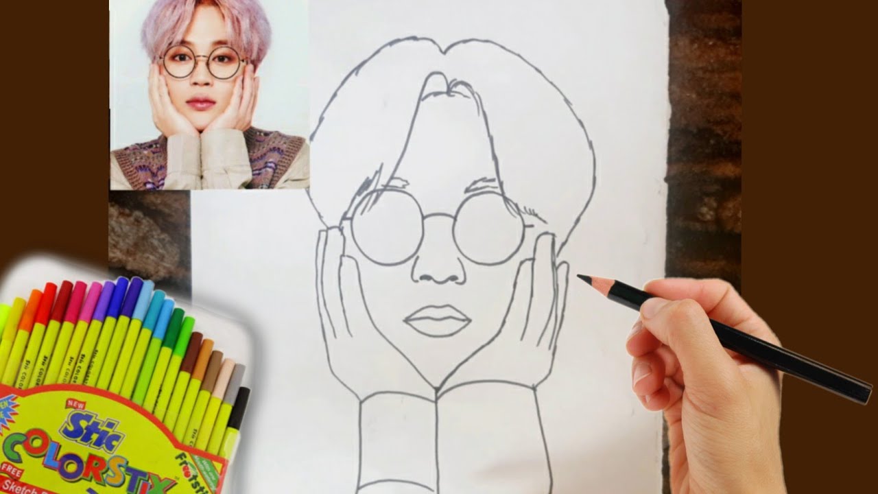 BTS jimin drawing // Park Jimin drawing // How to Draw Cute Jimin ...