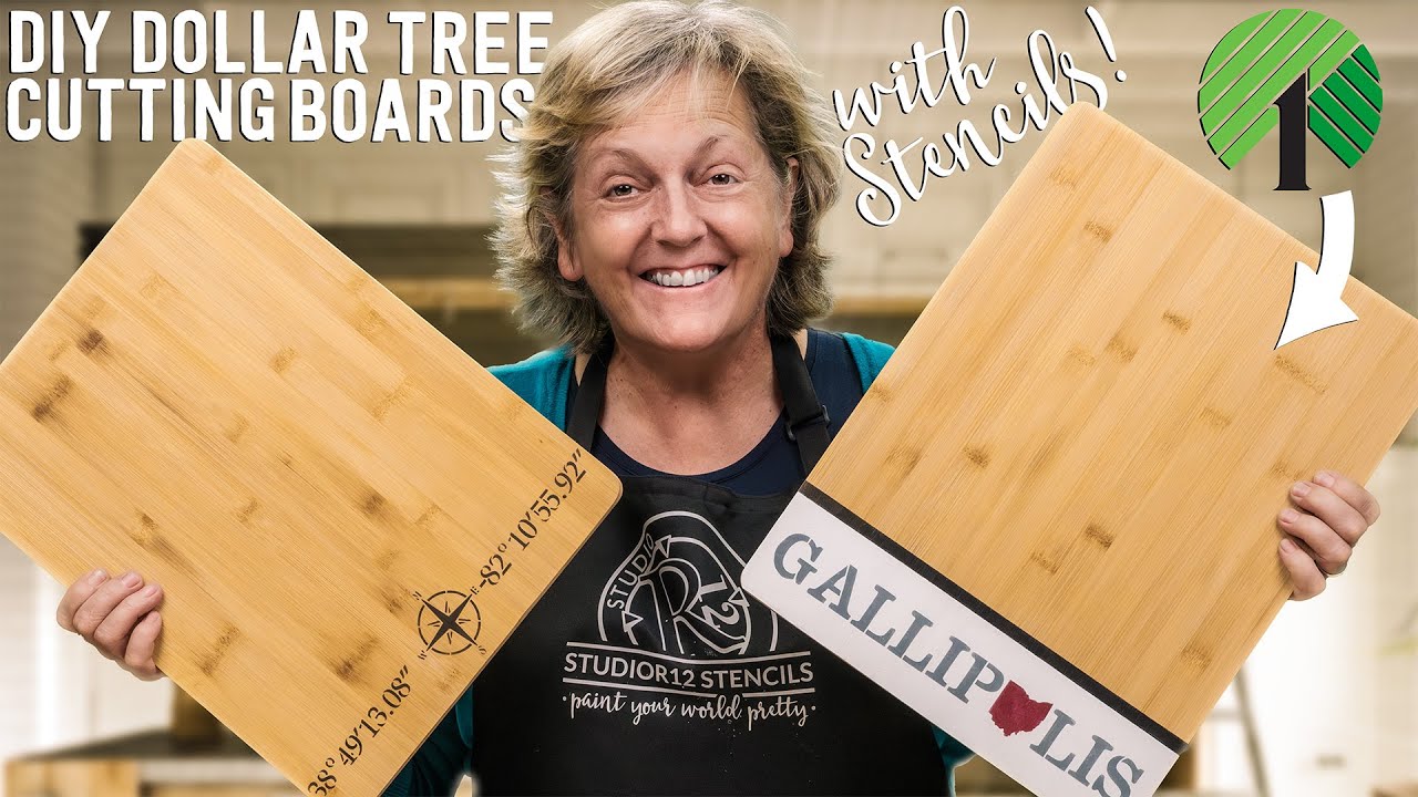 Stencil a Personalized Gift on a Dollar Tree Bamboo Cutting Board - YouTube