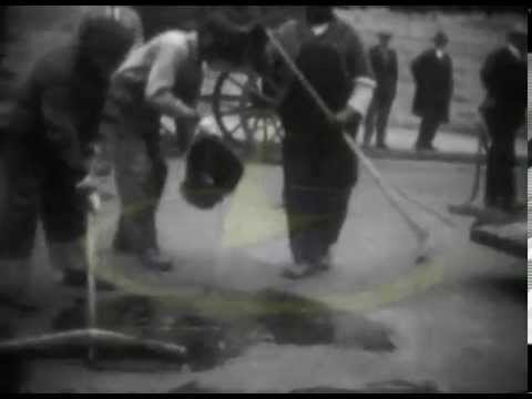 Film of road construction & road surfacing of a city, USA, 1920s - YouTube
