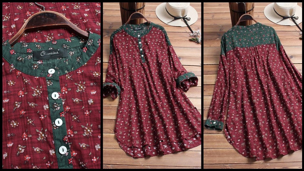 New Floral Print Patchwork Irregular Plus Size Top And Shirts Designs ...