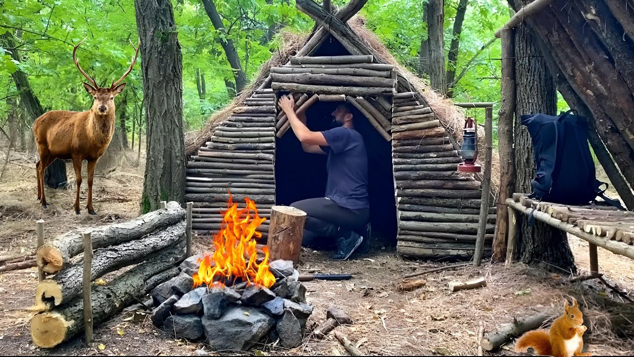 Shelter in the Wild | Jungle Building Techniques - YouTube