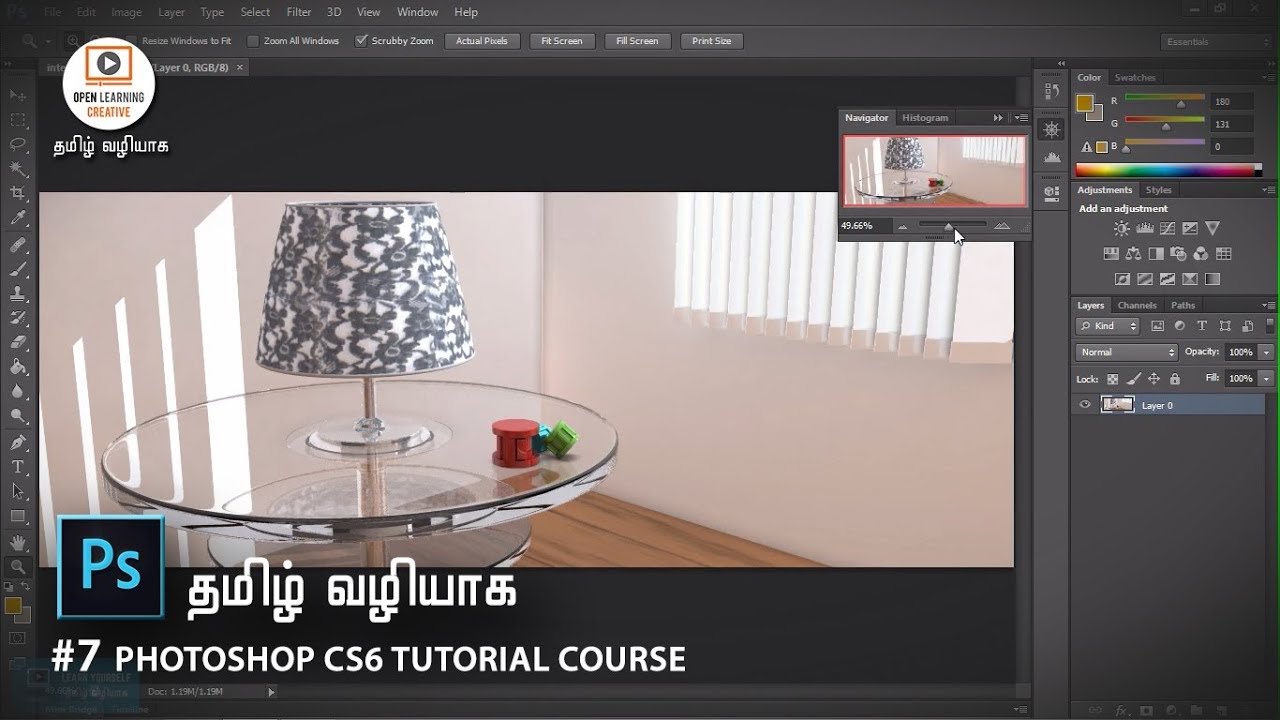 Photoshop CS6 tutorial for Beginners | Navigating workspace | Lesson 7/ ...