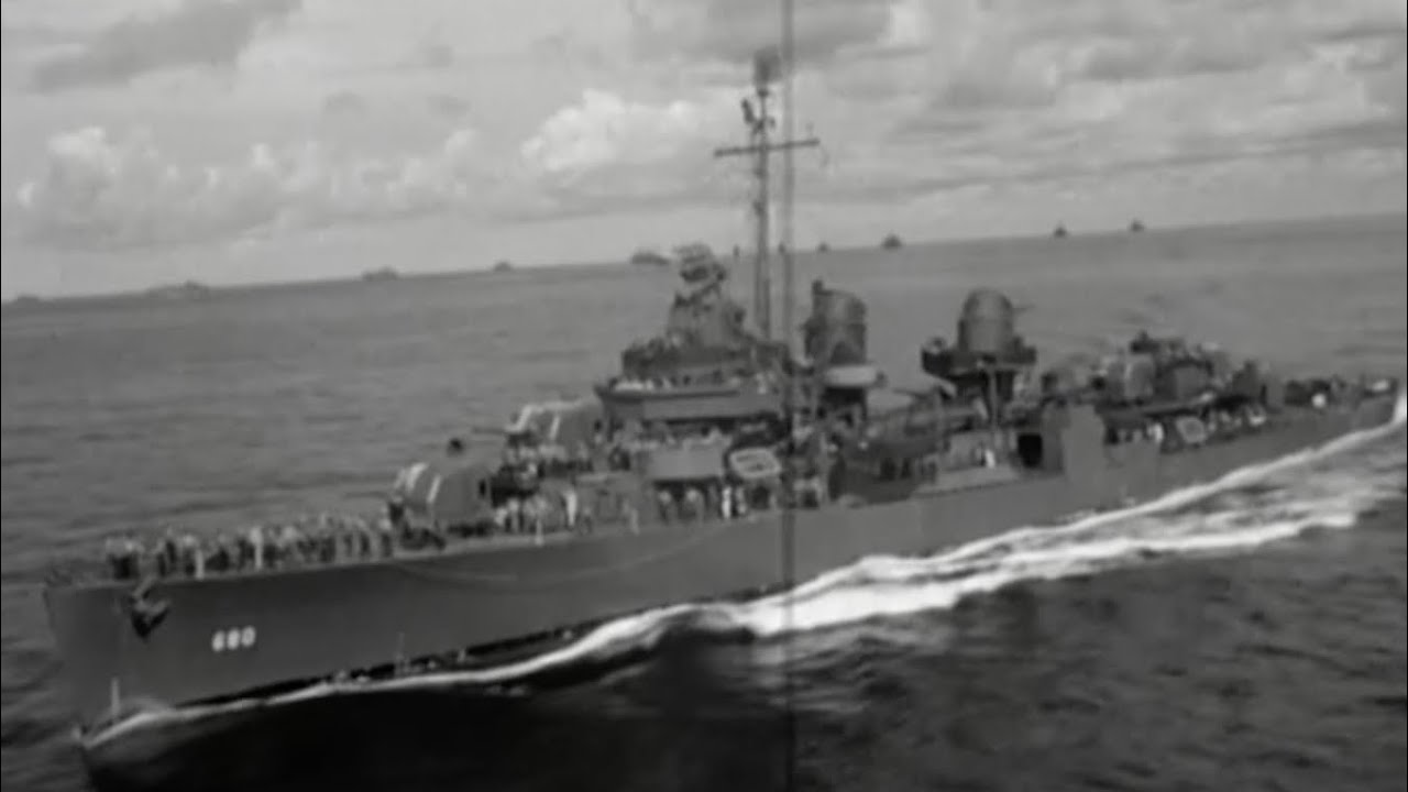 USS Melvin (DD-680) alongside USS Mount McKinley (AGC-7), September 14 ...