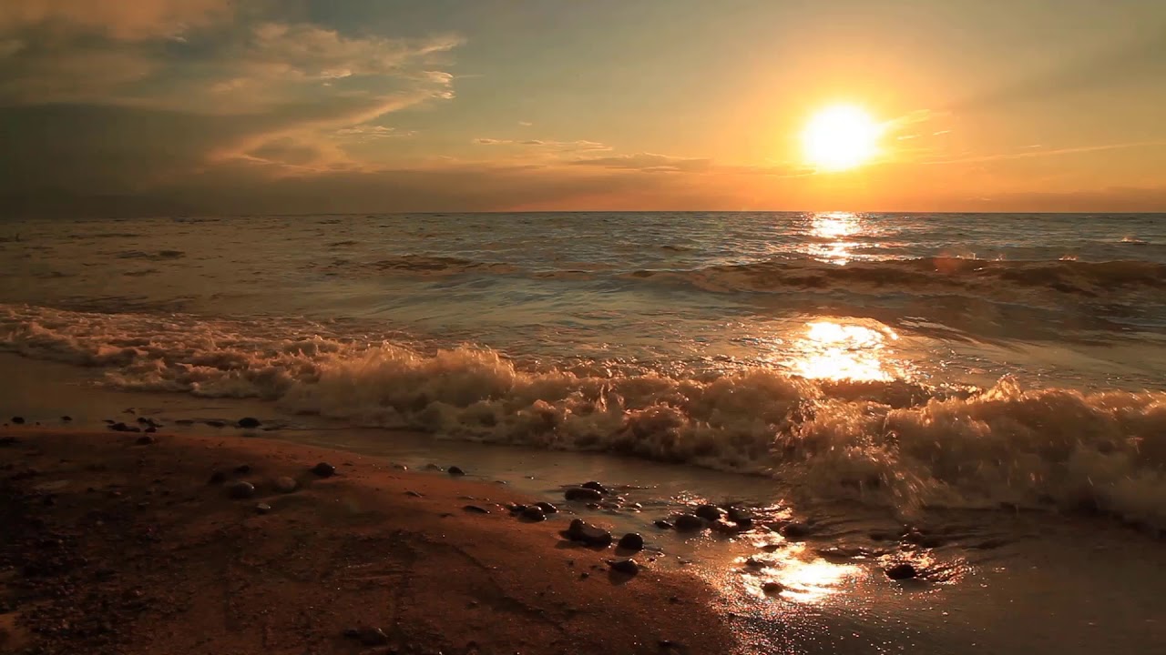 Sunset Beach, Calm Ocean Waves, Relaxing Sounds of Nature - YouTube