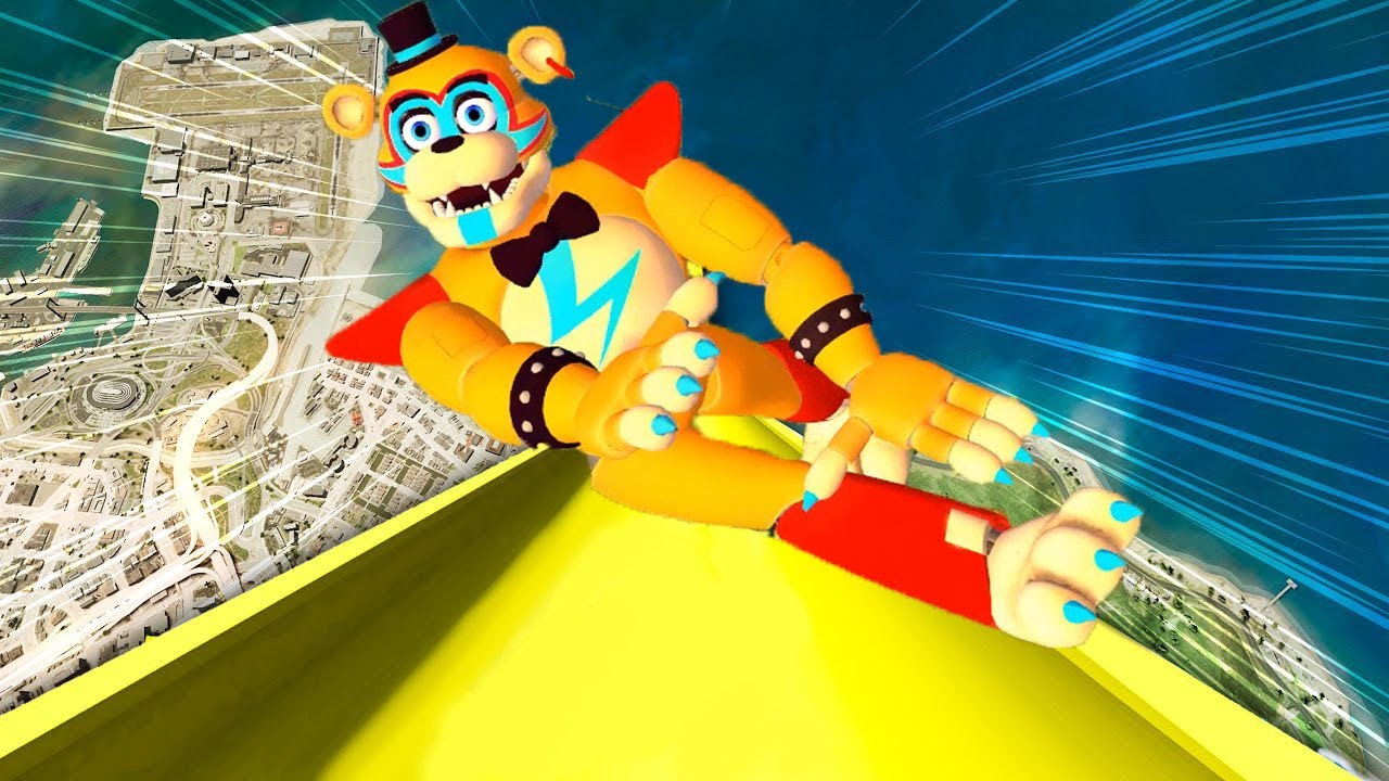 fnaf: epic ragdoll slides in gmod freddy glamrock episode 2 - YouTube