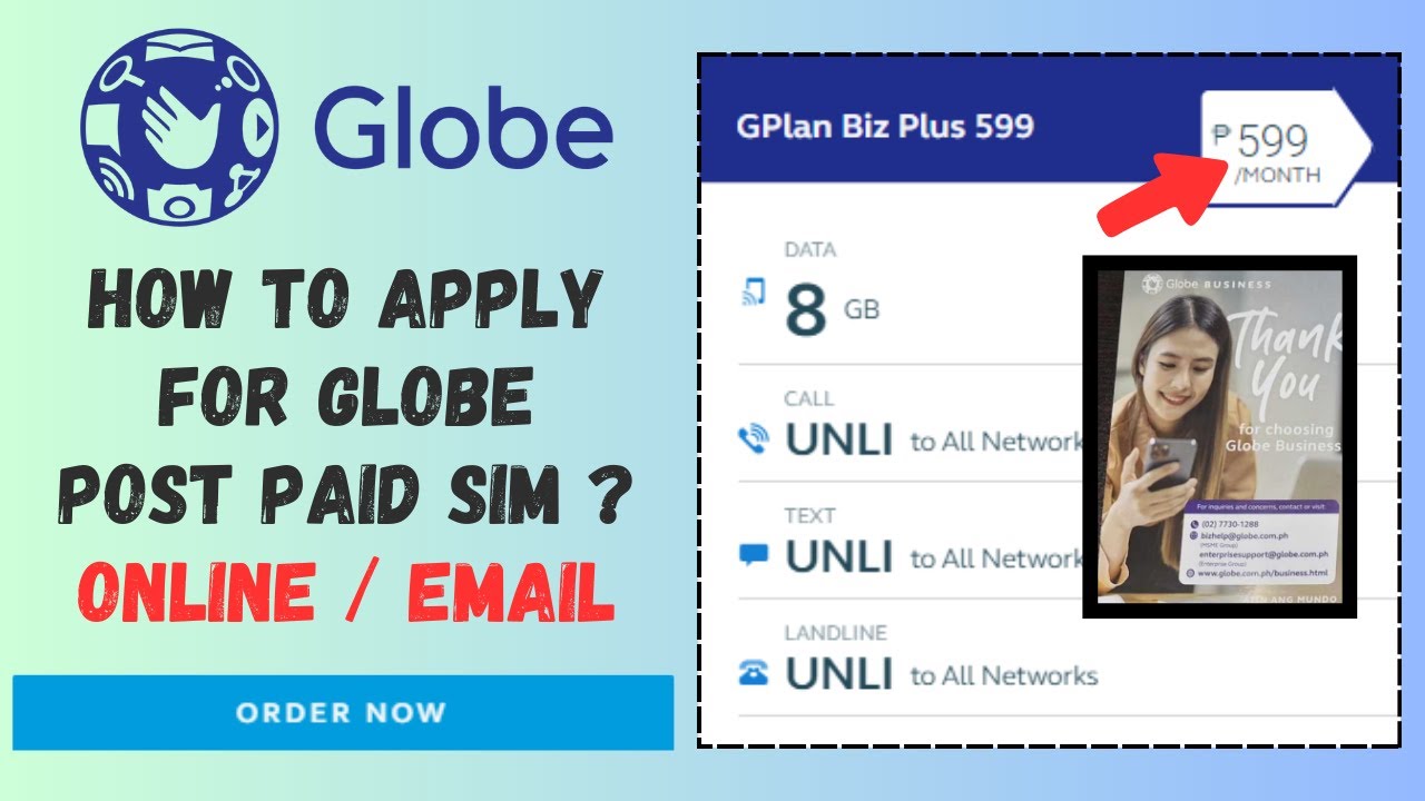 How to apply for Globe post paid sim GPlan Biz Plus 599 - YouTube
