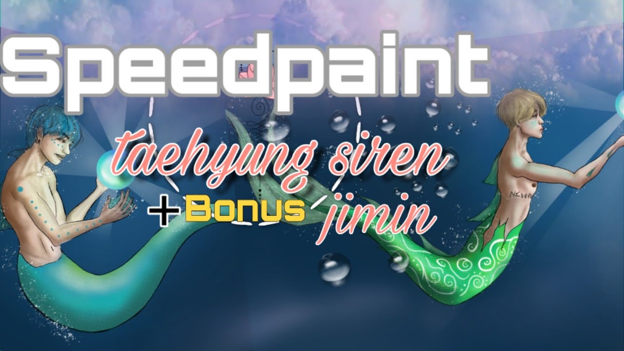 Speedpaint Taehyung Mermaid + Bonus Jimin Mermaid BTS Fanart - YouTube
