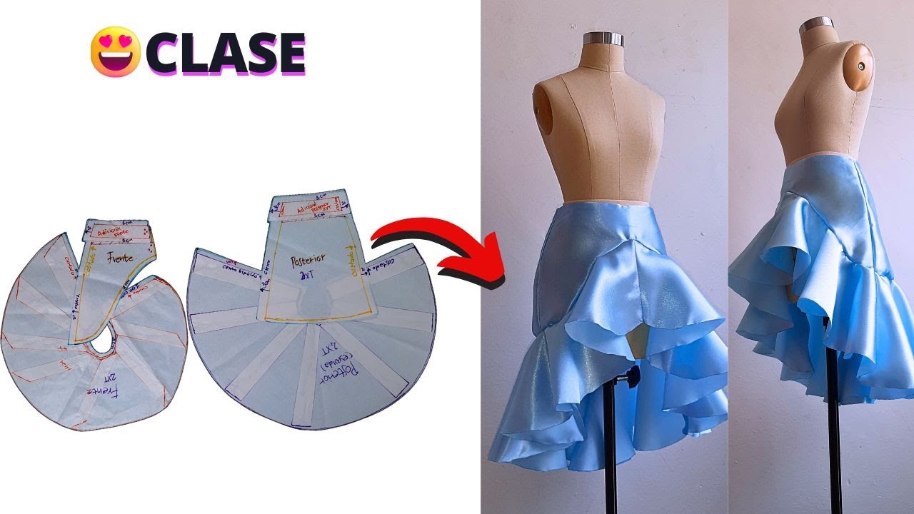 Cómo hacer una Falda con Detalles de Boleros y Olán ? Paso a Paso, # ...