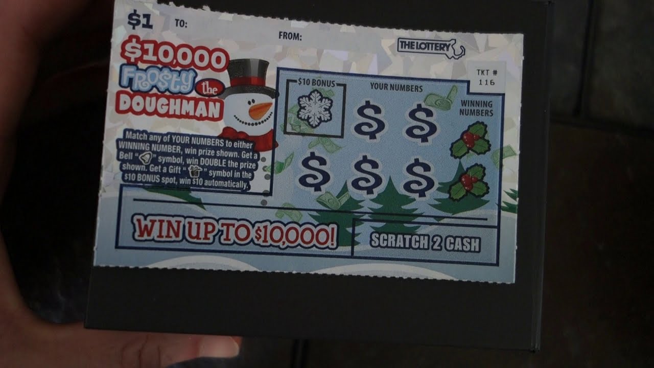 Scratching Frosty The Doughman - Massachusetts State Lottery $1 Holiday ...