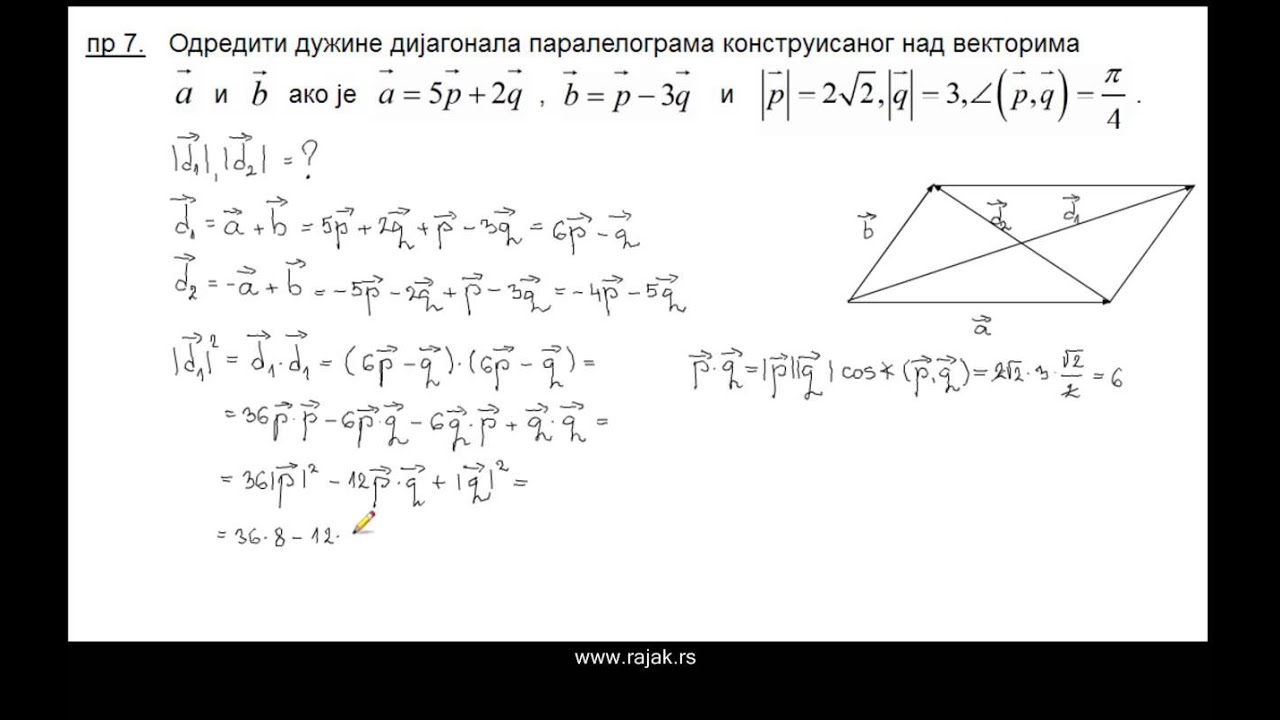 Скаларни производ вектора - примери 4 - YouTube