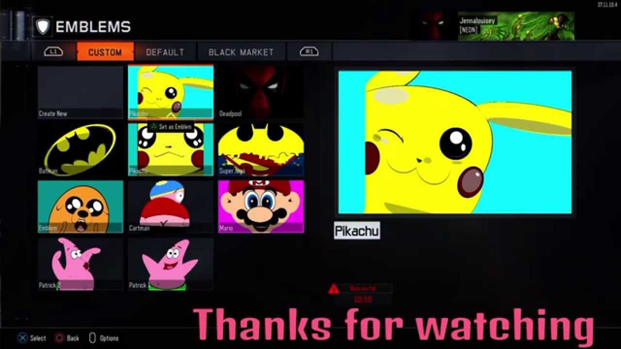 Pikachu emblem tutorial - CallofDuty BlackOps3 - YouTube