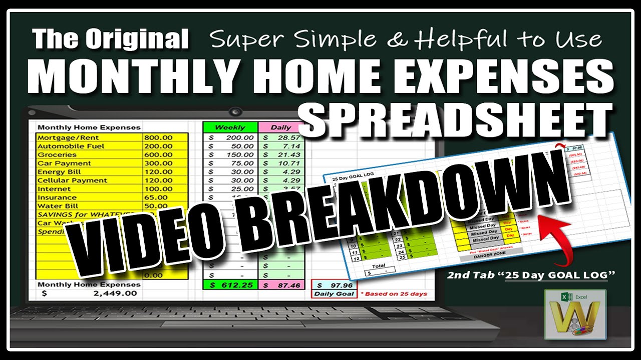 📈🎧 The Monthly Home Expenses Spreadsheet VIDEO - WORKSofARTinEXCEL ...