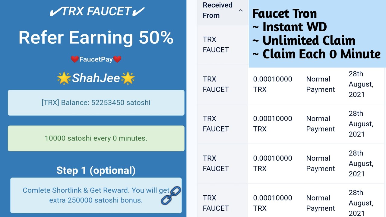Faucet Tron || Claim In 0 Minute - YouTube