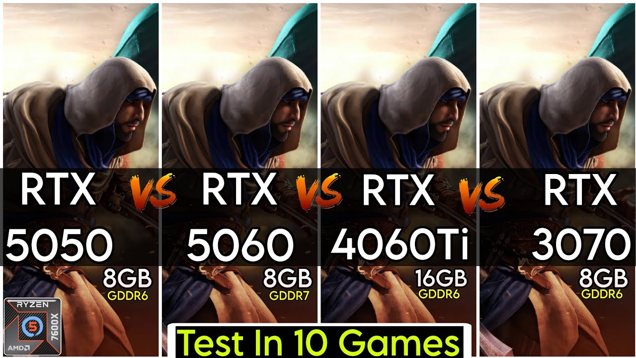 RTX 5050 vs RTX 5060 vs RTX 4060 Ti vs RTX 3070 - Test In 10 Games ...