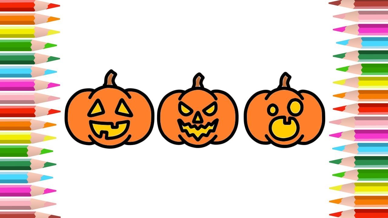 How to Draw Pumpkin | Tutorial Drawing Halloween Pumpkin | Coloring ...