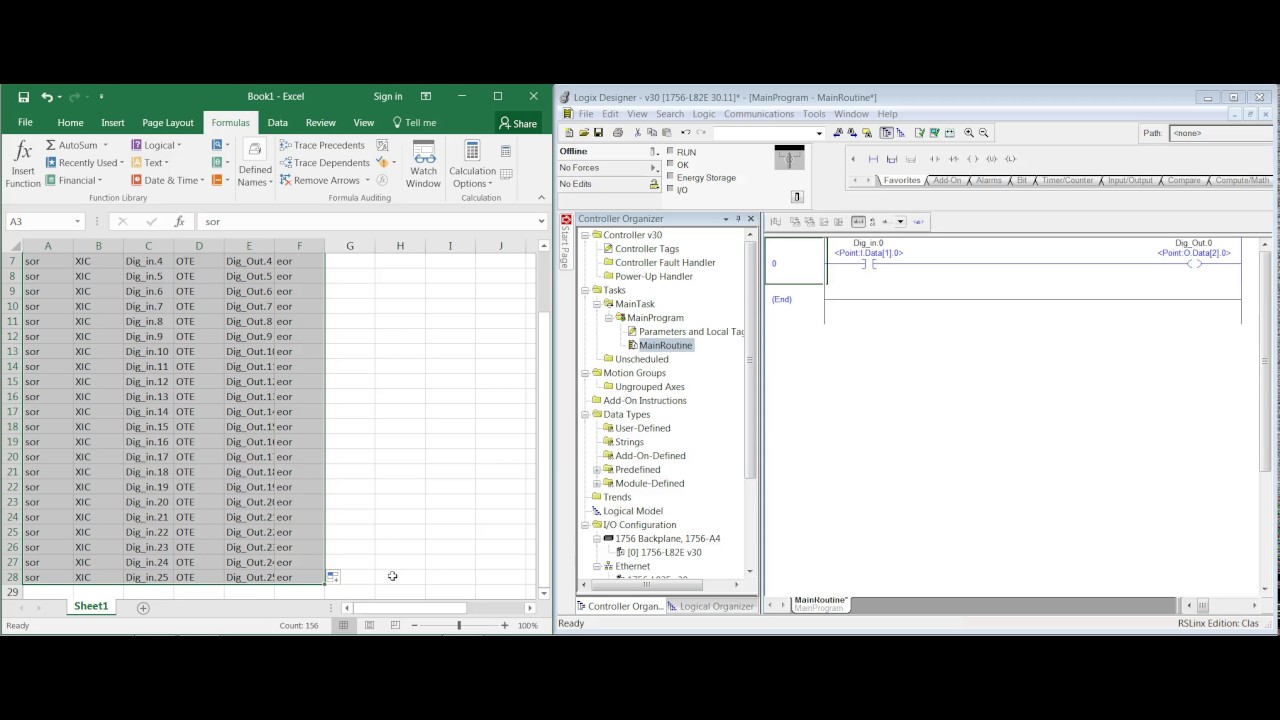 Studio 5000 excel rungs - YouTube