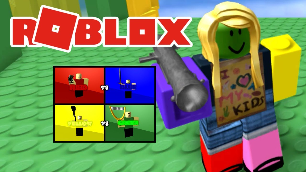 Roblox:"Destroy the tower!" Red vs Green vs Blue vs Yellow gameplay ...
