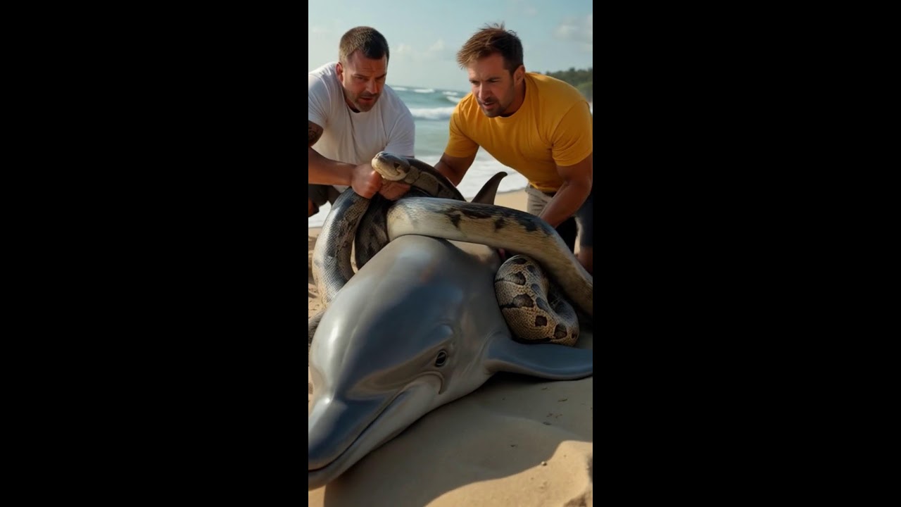 Two Men Save Dolphin from Python! - YouTube