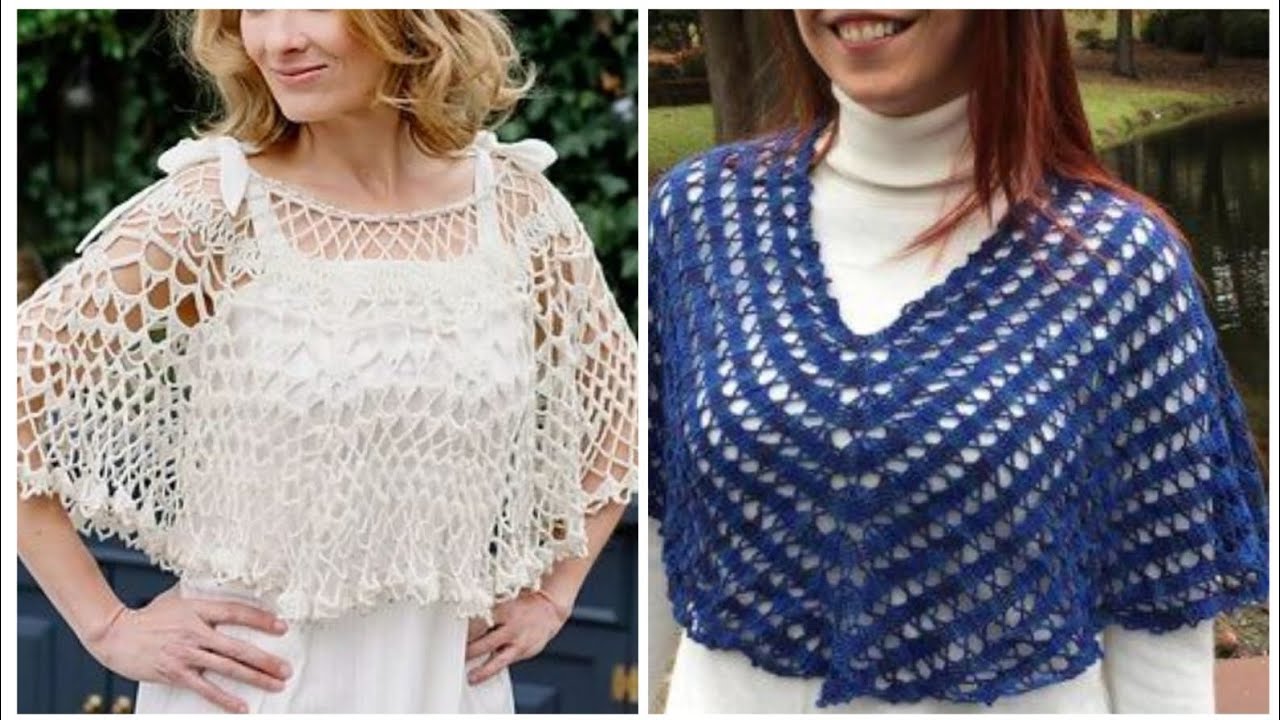 Extremely gorgeous impressive crochet knit caplets Shawl vintage style ...