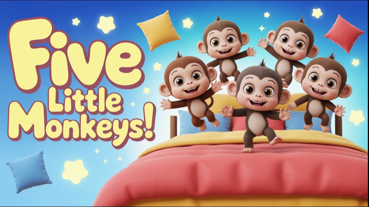 5 Little Monkeys Jumping on the Bed 🐒 | Nursery Rhyme for Kids ...
