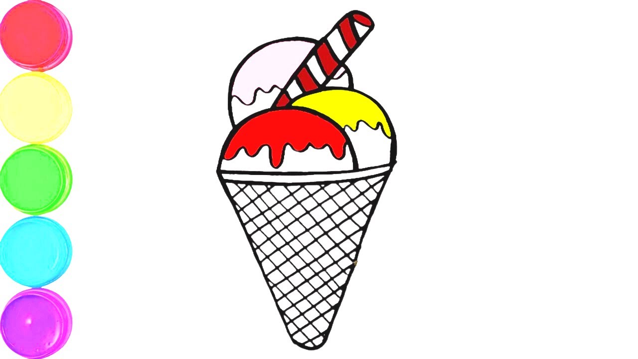 How to Draw an Ice Cream Cone for kids || Coloring and Drawing - YouTube