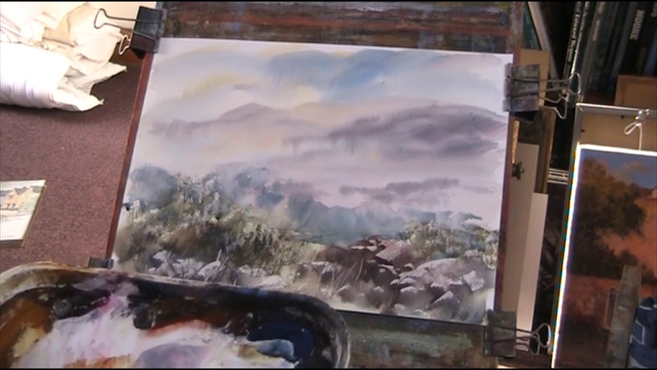 How to paint wet in wet foreground rocks - YouTube