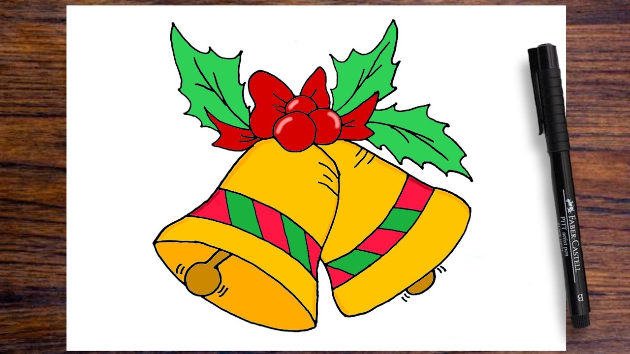 How to Draw jingle Bell | Christmas Bell Drawing step by step Tutorial ...
