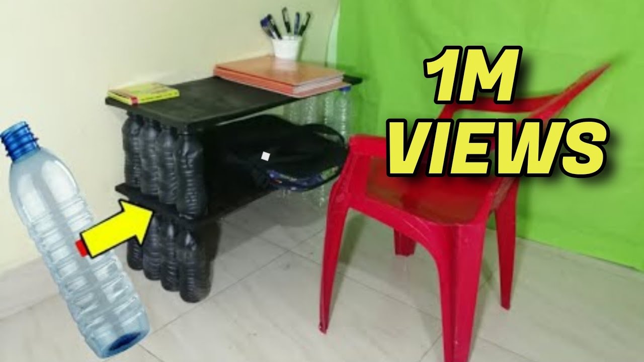 Making Study Table Use Waste Plastic Bottles | Please Subscribe ...
