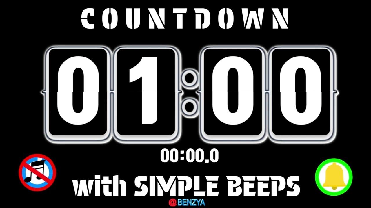 Flip Clock 1 Minute Countdown Timer Alarm🔔with Simple Beeps Youtube