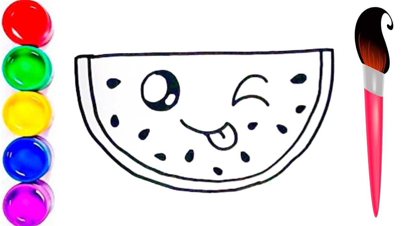 HOW TO DRAW A CUTE WATERMELON - SUPER EASY - BY RIZZO CHRIS - YouTube