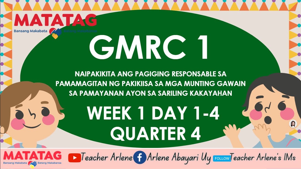 GMRC 1 WEEK 1 2 DAY 1 4 Quarter 4 MATATAG - YouTube