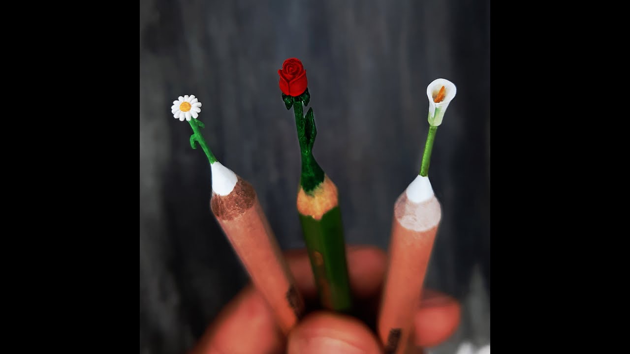 Micro Art | Flowers From Pencils | Microsculpture - YouTube