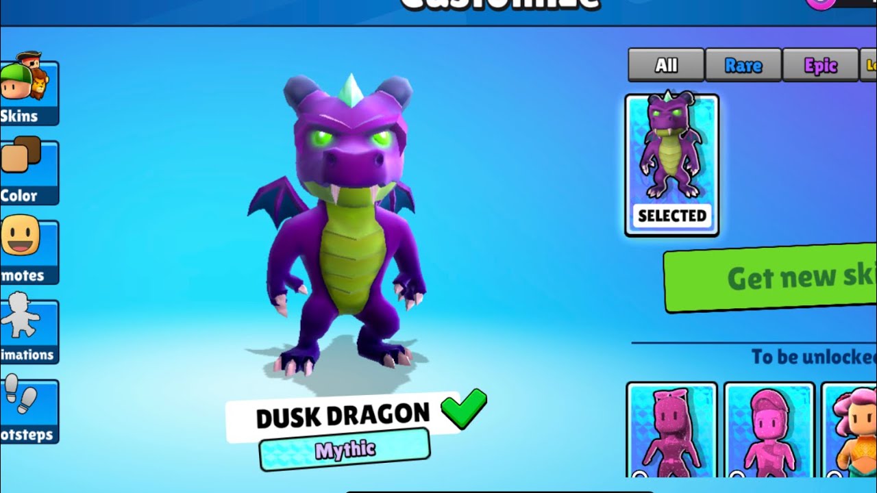 Got the new mythic dusk dragon in stumble guys :O - YouTube