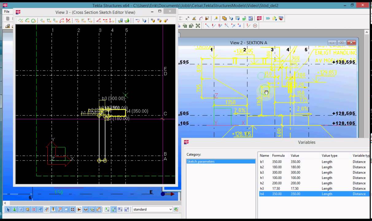 Tekla modeling tutorial - Bridge support, part 2/6 - YouTube