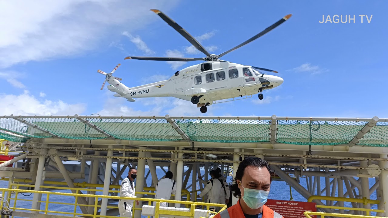 offshore crew sign off/sign on via chopper - YouTube