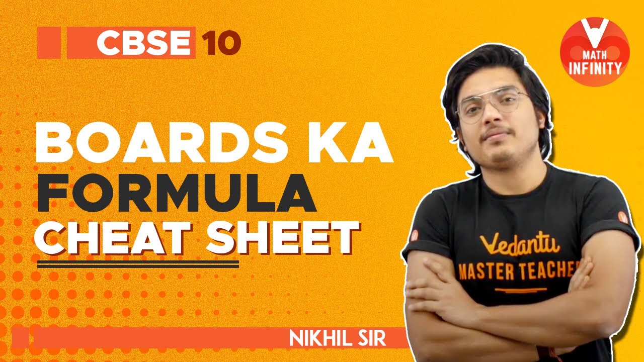 Formula Cheat Sheet for Maths Class 10 | CBSE Board | NCERT Solutions ...