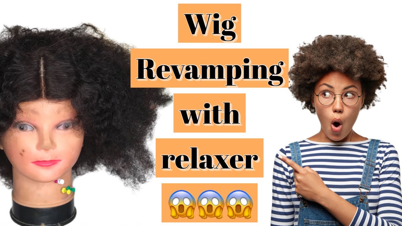 Relaxer On a Curly Wig Result - YouTube