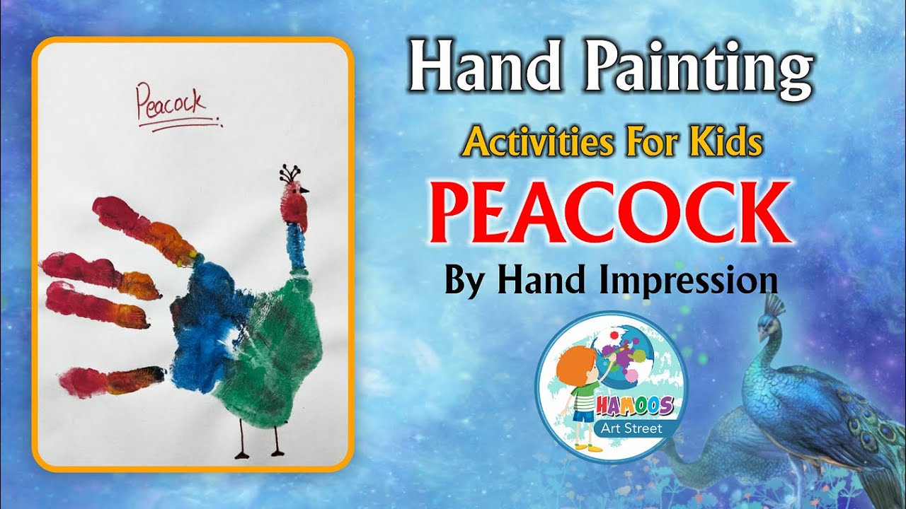Hand printing activity for kids| Peacock by hand impression| Easy Craft ...