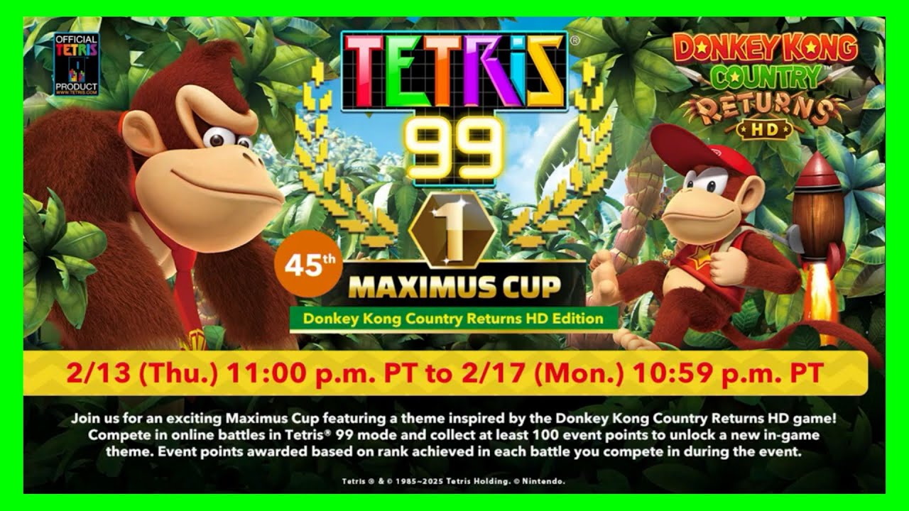TETRIS 99 45th MAXIMUS CUP FEAT. DONKEY KONG COUNTRY RETURNS HD EDITION ...