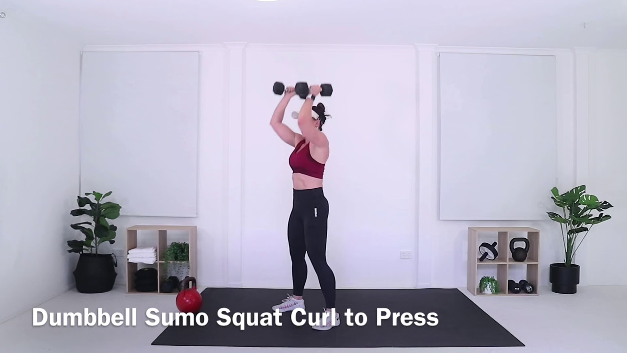 Dumbbell Sumo Squat Curl To Press Youtube