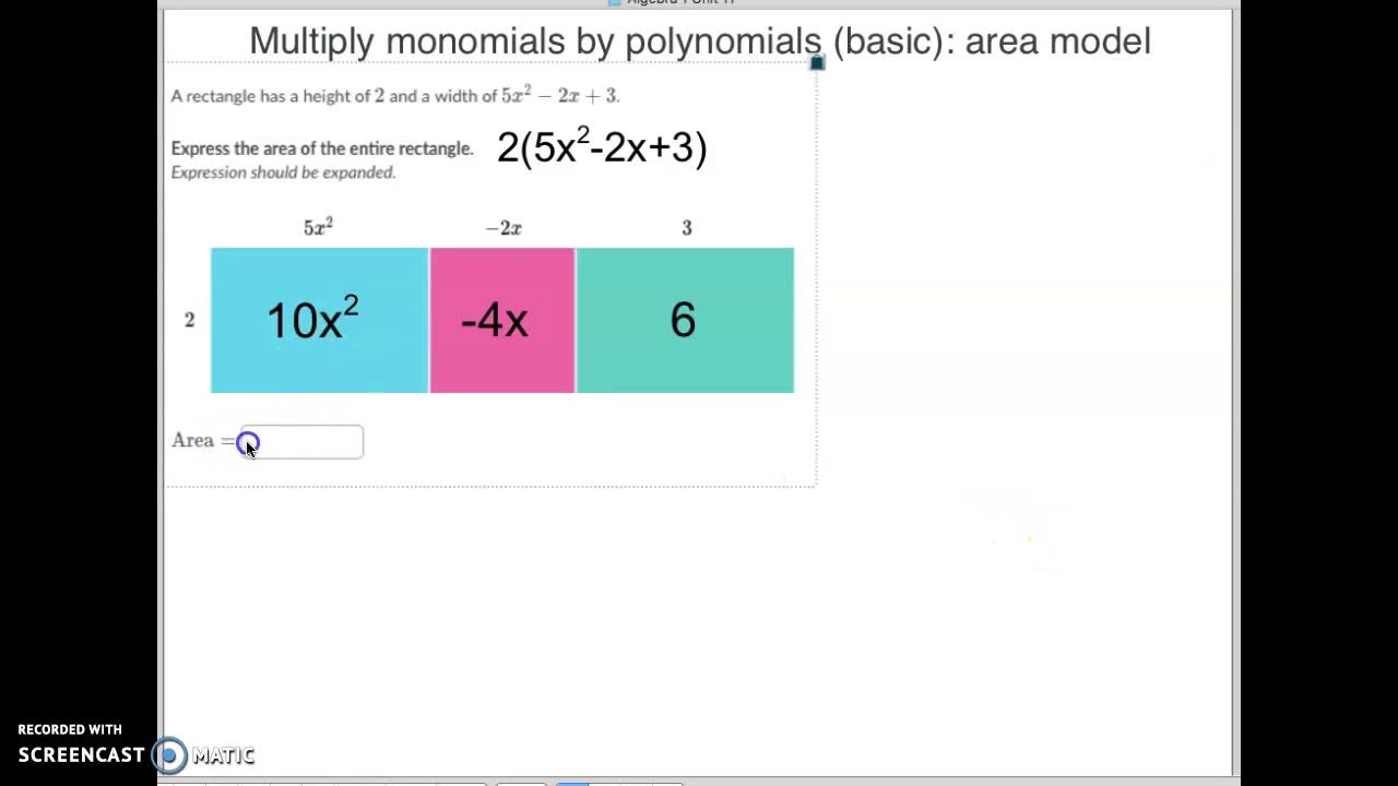 Multiply monomials by polynomials (basic): Area Model - YouTube