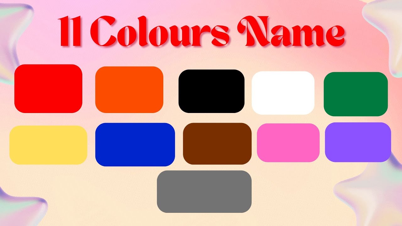 Learn Colours Name in English | 11 Colours Name #learning #kids #colors ...