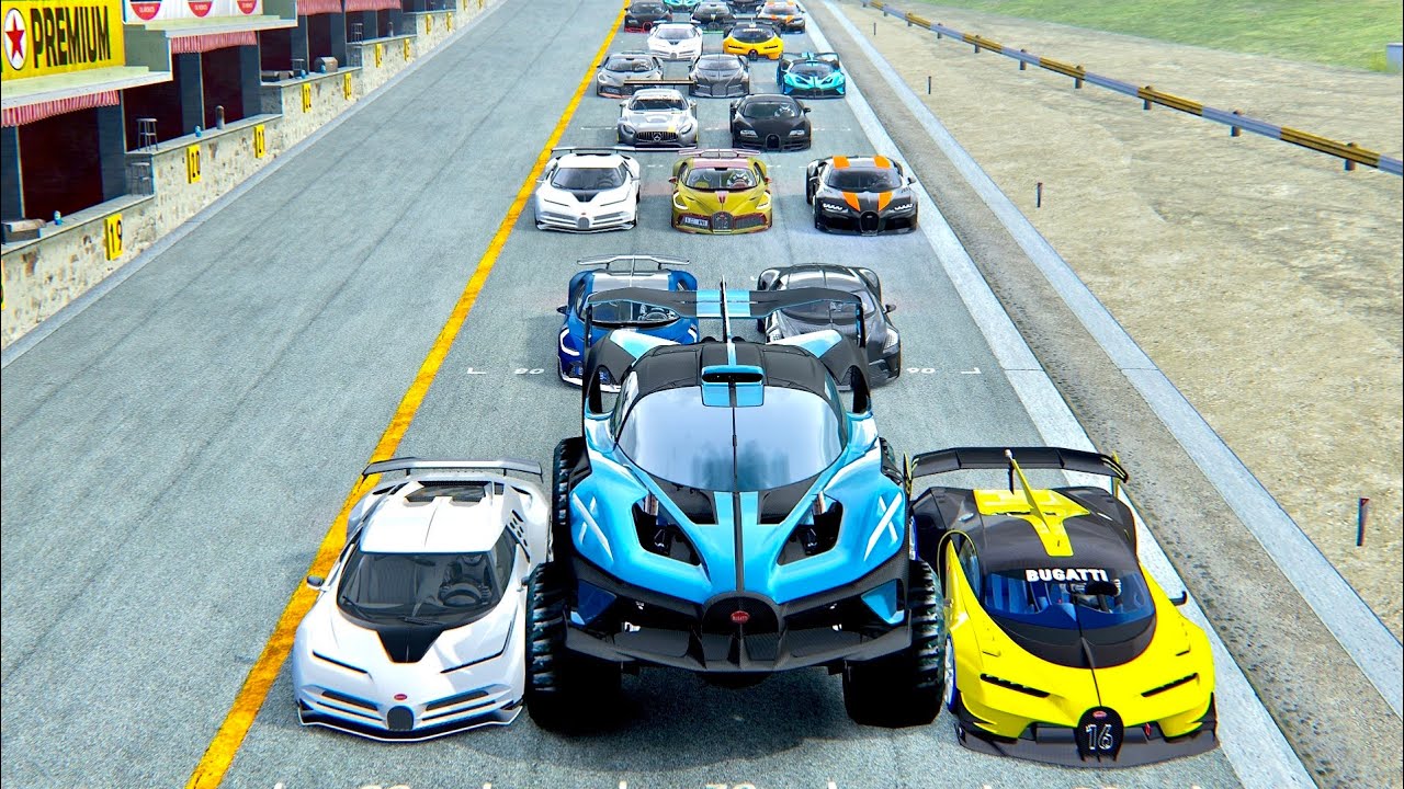 Bugatti Bolide Monster Truck vs Bugatt Hypercars at Top Gear Track ...