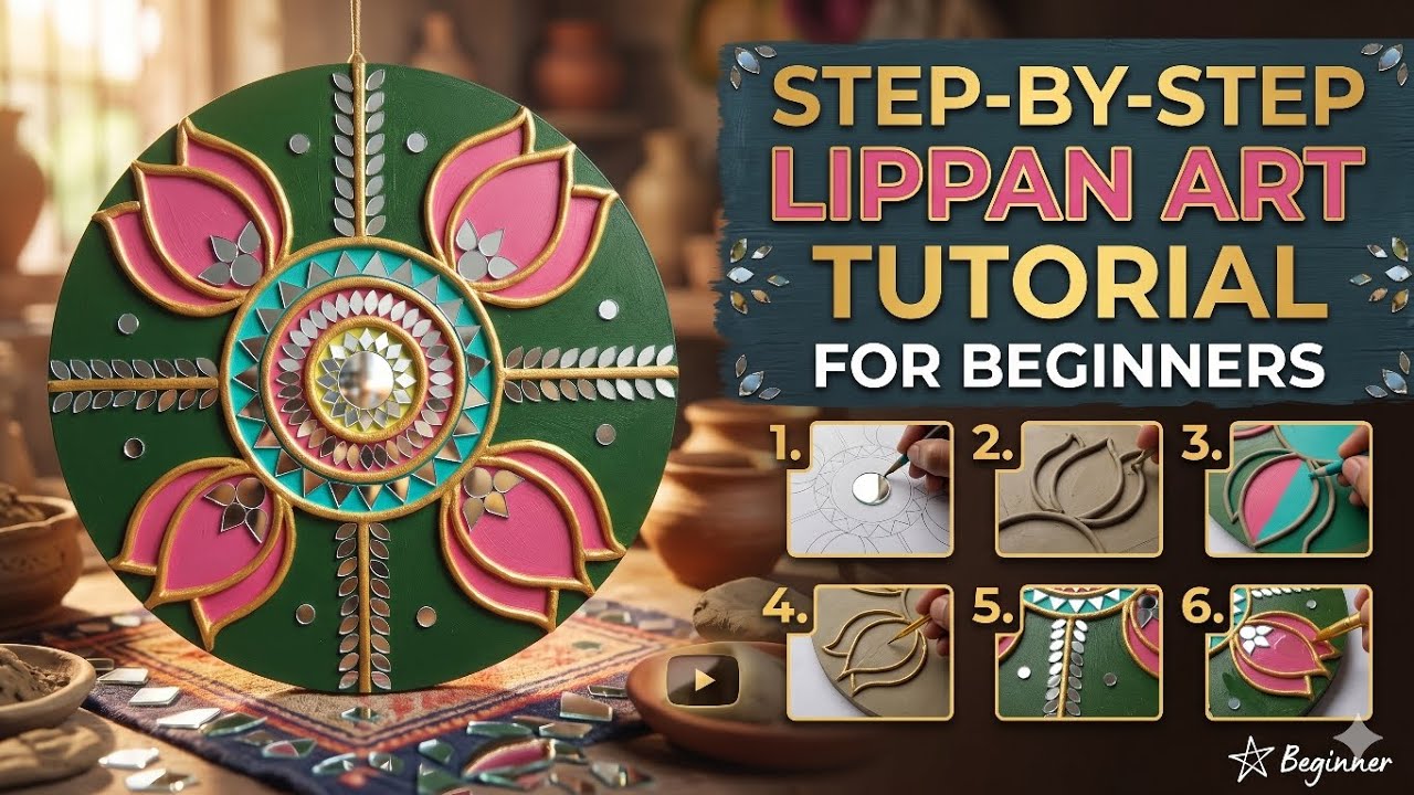 Step-by-Step Lippan Art Tutorial for Beginners | Easy Mirror Work Wall ...