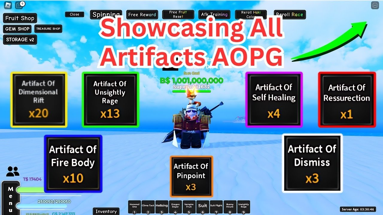 All Artifacts in A0PG | Damage Showcase | A0PG #roblox #aonepiecegame ...